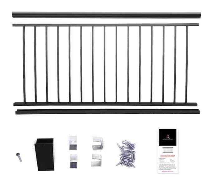 Aria Railing 36 in. x 69.43 in. Black Powder Coated Aluminum ...