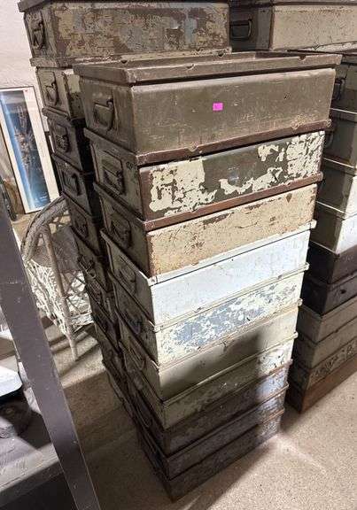 Stack of Metal Storage Bins - Metzger Property Services, LLC