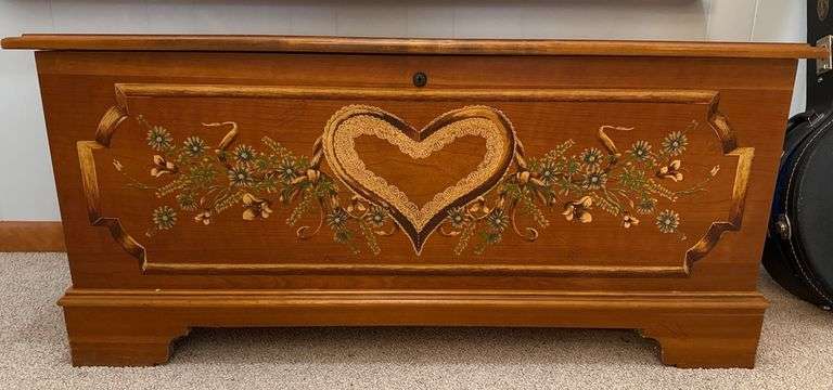 Lane Cedar Chest with Heart Motif and Floral Detailing 44”x17”x20 ...