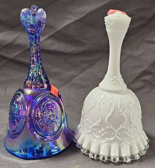 Fenton Iridescent and White Milk Glass Decorative Glass Bells 6″ H ...