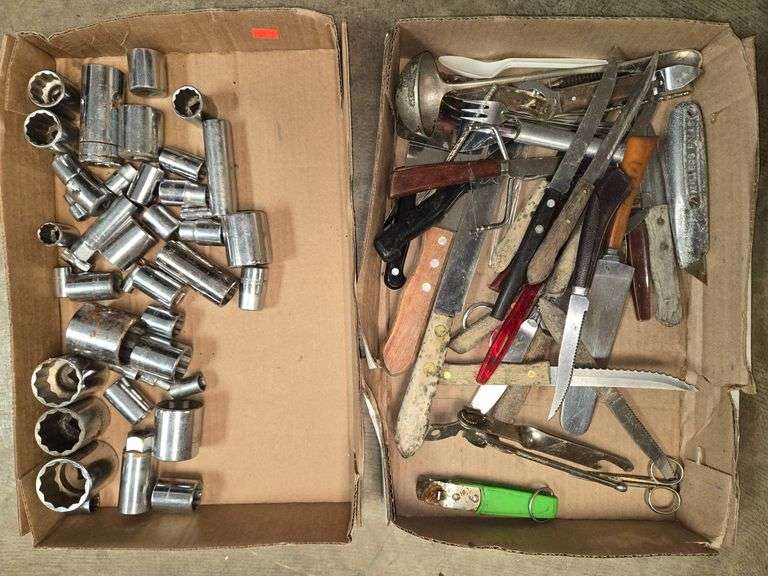 Mix of Hand Tools, Knives, and Socket Wrenches - Metzger Property ...