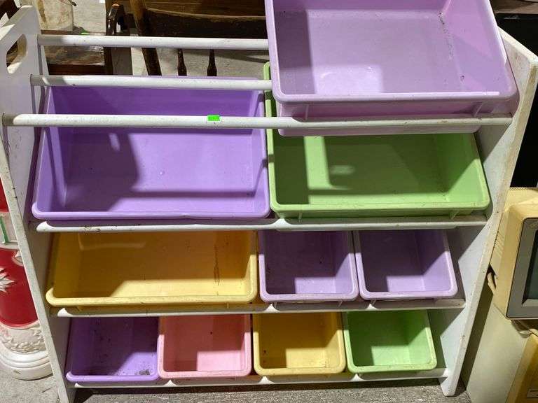 Multi-Shelf Organizer With Plastic Storage Bins - Metzger Property ...