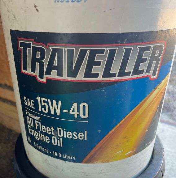 Three Plastic Buckets of Engine and Hydraulic Oil (Partial Buckets ...