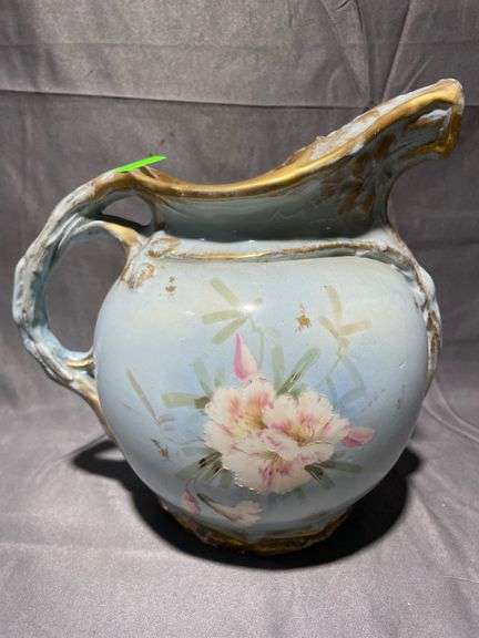 Hand-Painted German Porcelain Pitcher with Floral Design 6″ - Metzger ...