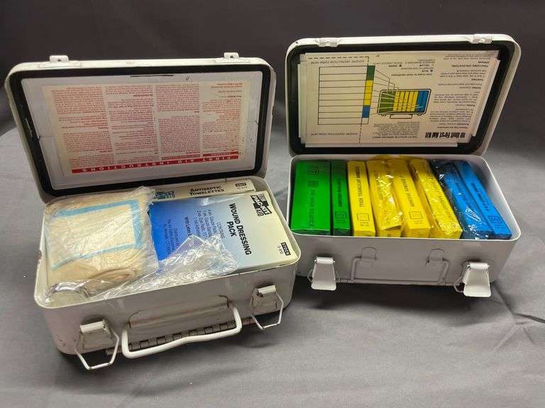 Metal First Aid Kits with Contents, Including Bandages and Wound Care ...