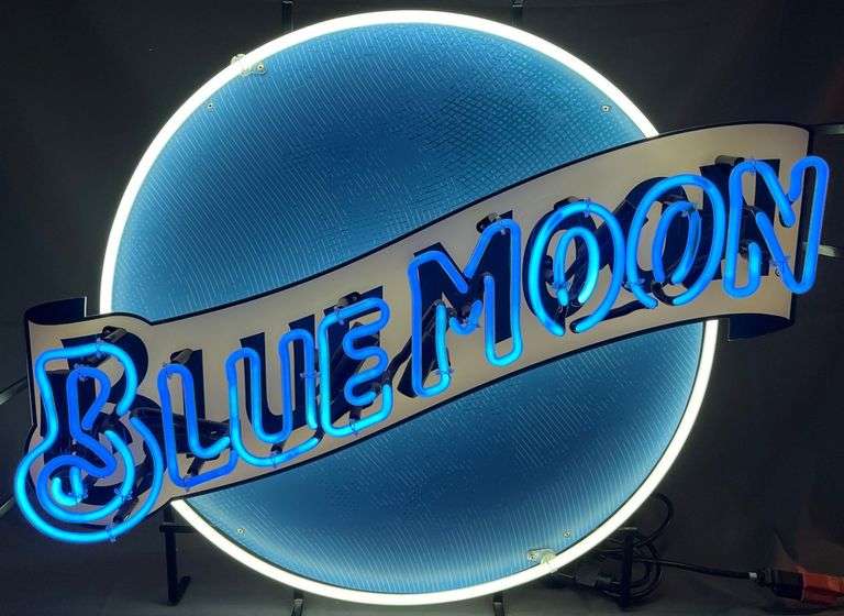 Blue Moon Neon Beer Sign With Circular Design - Metzger Property ...
