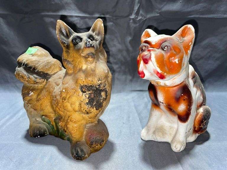 Pair of Painted Ceramic Dog Figurines - Metzger Property Services, LLC