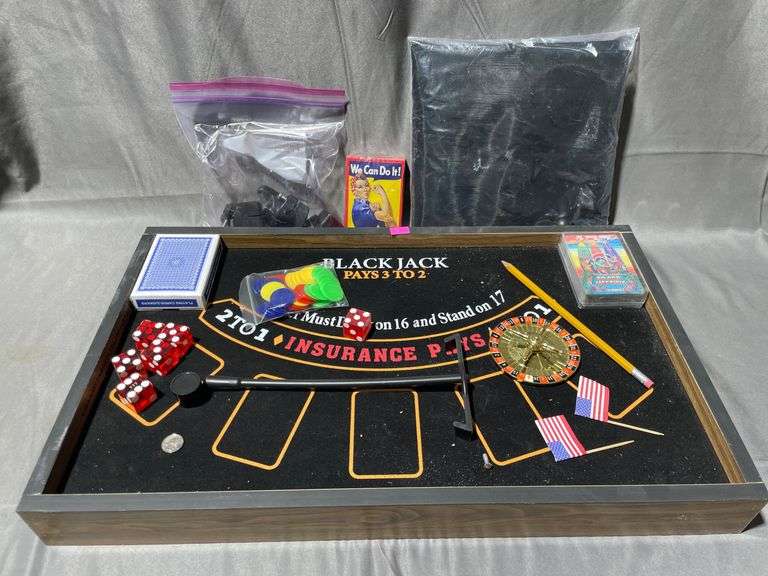 Casino-Themed Game Set with Blackjack Layout and Accessories - Metzger ...