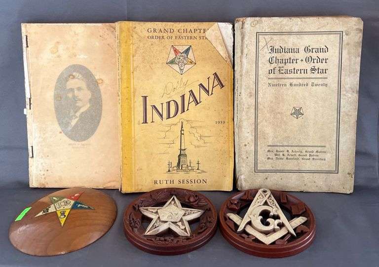 Order of Eastern Star Indiana Memorabilia with Books, Trivets and Dish ...