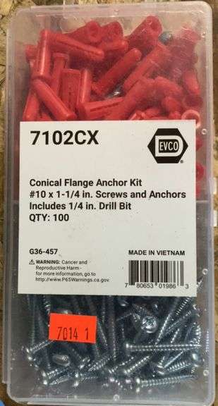 # 10-12 x 1 in. Plastic Conical Anchor Kit with Pan head Phillips Sheet ...