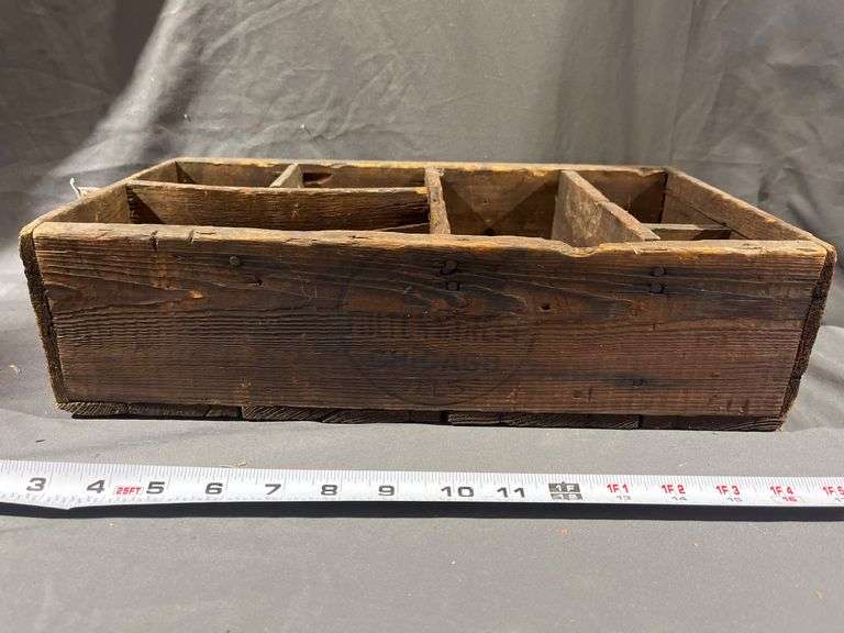 Wooden Divided Storage Box with Chicago Marking - Metzger Property ...