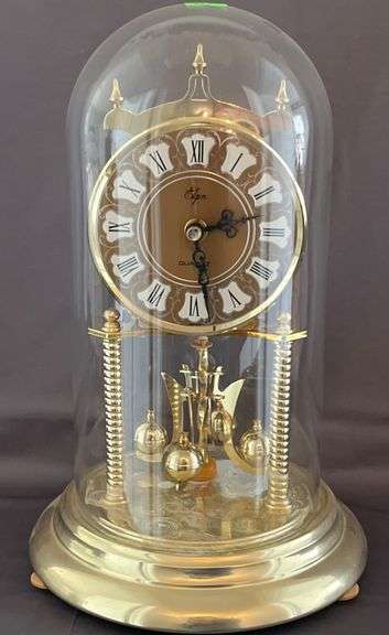 Elgin Quartz Anniversary Clock with Glass Dome 12" - Metzger Property ...