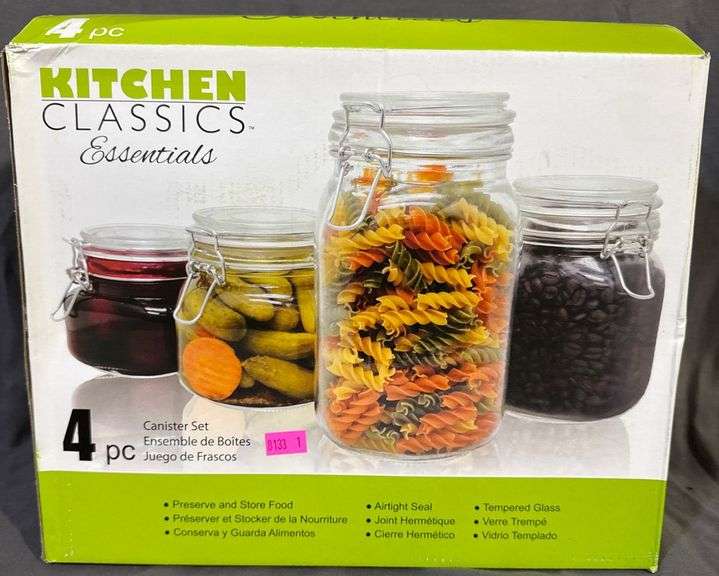 Kitchen Classics Essentials 4-Piece Glass Canister Set With Lids ...