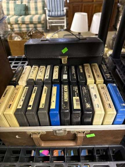 Assortment of 8-Track Tapes with Case Featuring Rock and Pop Artists ...