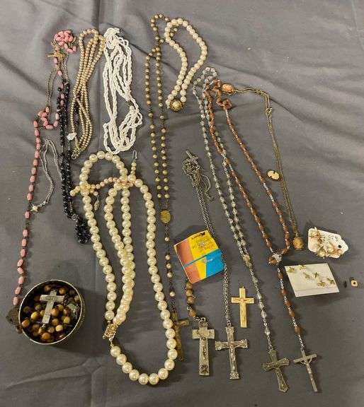 Assorted Rosaries and Beaded Necklaces with Cross Pendants - Metzger Property Services, LLC