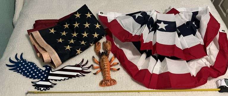 Anley 50 Star American Flag, flag swags, metal eagle with flag design ...
