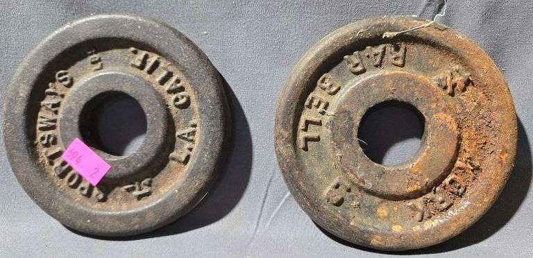Pair of Dia Cast Iron Weight Plates by York and Sportsways 4-Inch ...
