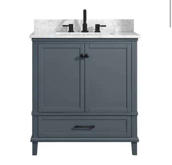 Home Decorators Collection Merryfield 31 in. Single Sink Dark Blue-Grey ...