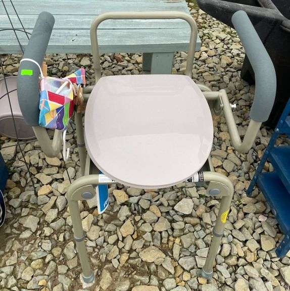 Adjustable Portable Commode Chair with Padded Armrests - Metzger ...