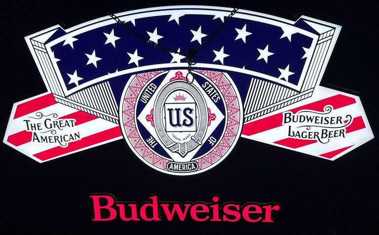 Budweiser Neon Beer Sign with Stars and Stripes Design - Metzger ...