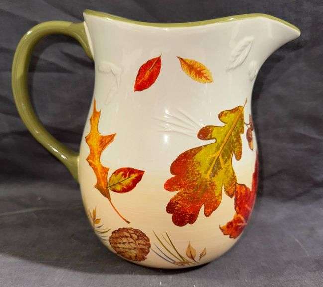 Longaberger Pottery Pitcher with Autumn Leaf Design, 7”x5” - Metzger ...