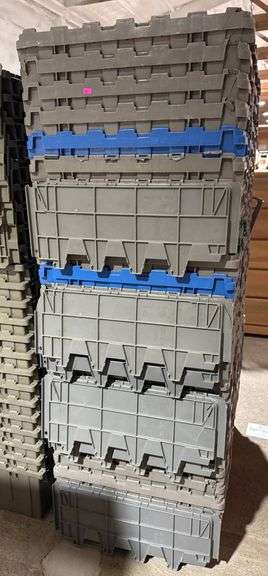Stackable Gray Plastic Storage Containers with Lids - Metzger Property ...