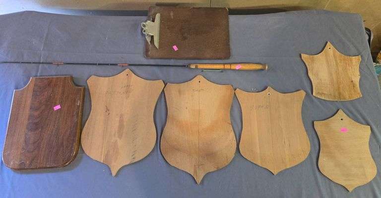 Fishing Rod and Assorted Plaques with Clipboard - Metzger Property ...