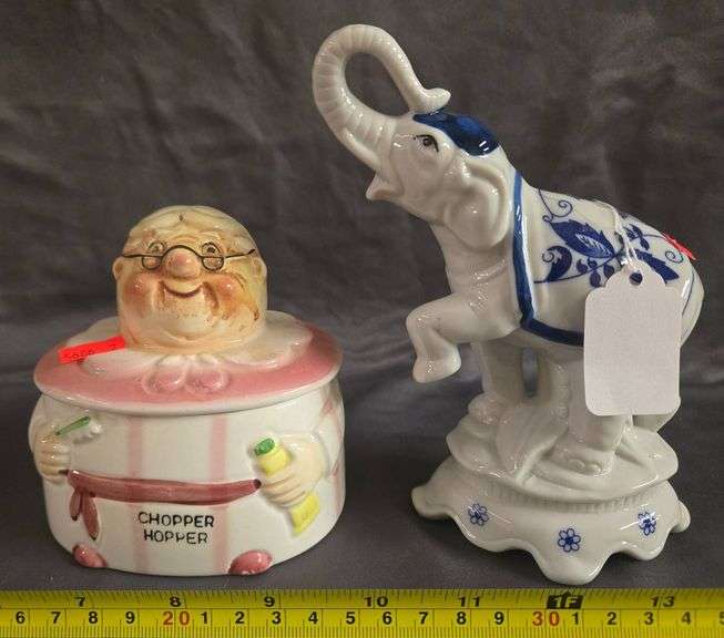 Ceramic Elephant Figurine and ‘Chopper Hopper’ Container - Metzger ...