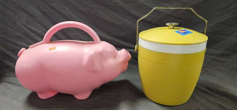 Pink Novelty Pig Watering Can and Yellow Olympian Therm-O-Ware Ice ...