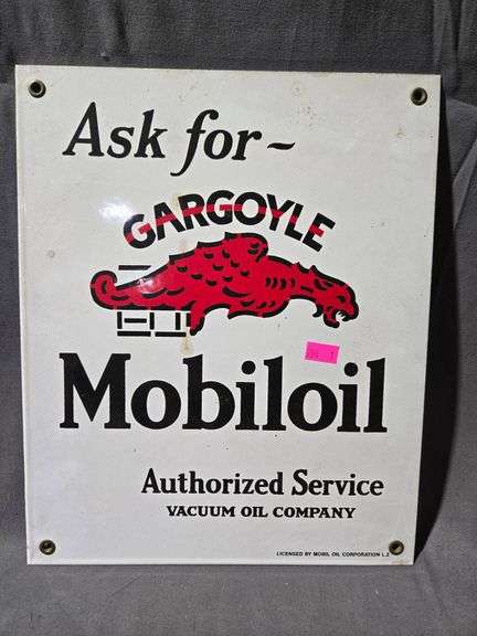 Mobiloil Gargoyle Enamel Sign, 10in x 12in - Metzger Property Services, LLC