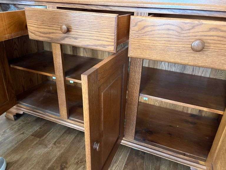 2-Piece Hutch With Glass-Panel Doors and Storage 60x19x84" - Metzger ...