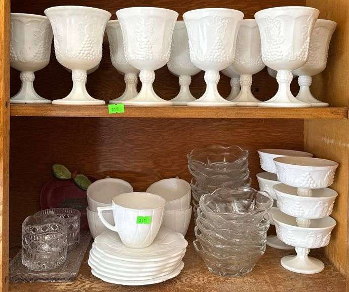 Glassware and Milk Glass Goblets, Bowls and Dishware - Metzger Property ...