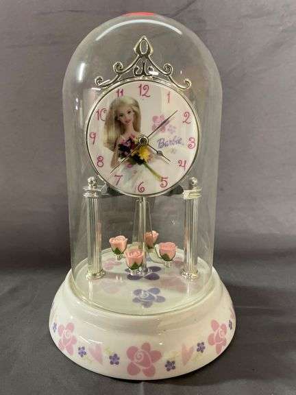 Barbie-Themed Floral Rotating Clock with Glass Dome - Metzger Property ...