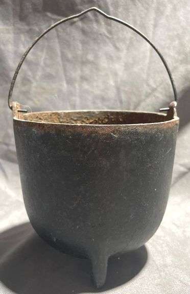 Cast Iron Caldron with Handle and Tripod Base, 4.5 Inches High ...