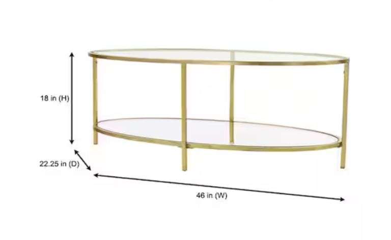 Home Decorators Collection Bella Large Oval Gold Metal and Glass Coffee ...