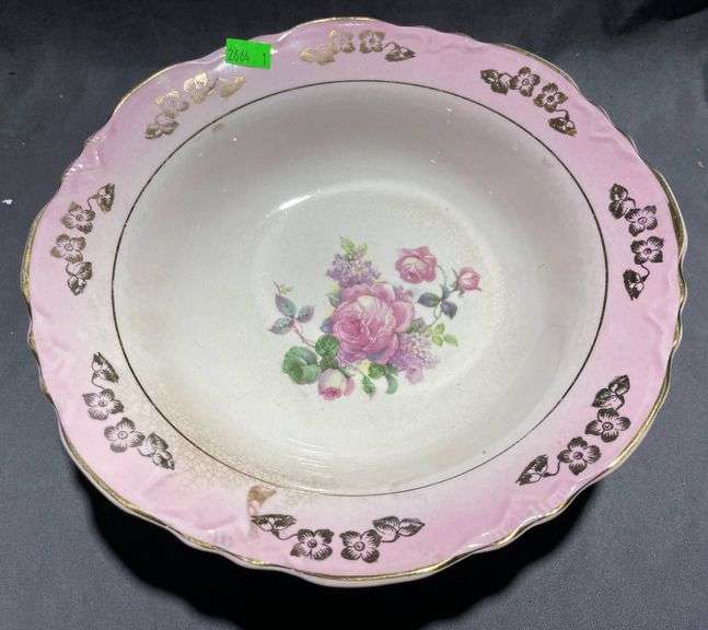 Thompson China Bowl with Pink Floral Design and Gold Tone Detailing ...