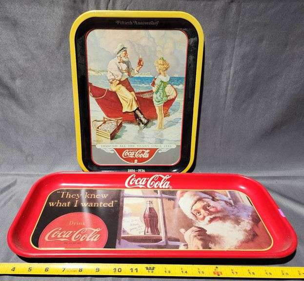 Drink Coca-Cola Metal Trays Featuring Sea Captain and Santa Designs ...