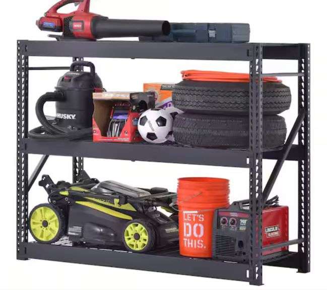 Husky 3-Tier Industrial Duty Steel Freestanding Garage Storage Shelving ...