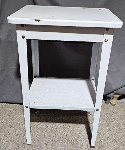 White Painted Side Table With Lower Shelf - Metzger Property Services, LLC
