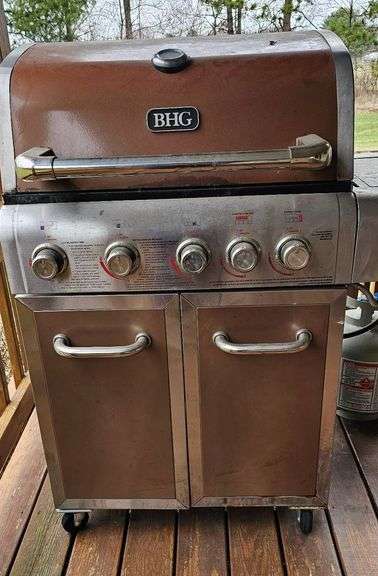 BHG Gas Grill with Partial Filled Tanks and Spatula - Metzger Property ...
