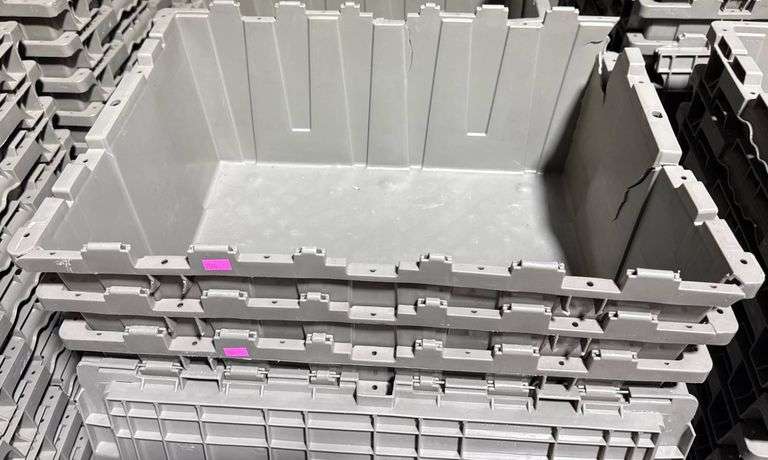 Stackable Gray Industrial Storage Bins with Interlocking Design ...