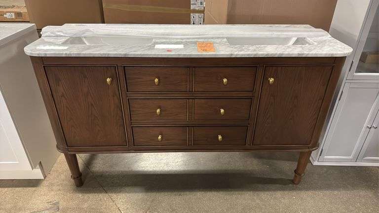 Home Decorators Collection Collette 60 in. Double Sink Cinnamon Oak ...