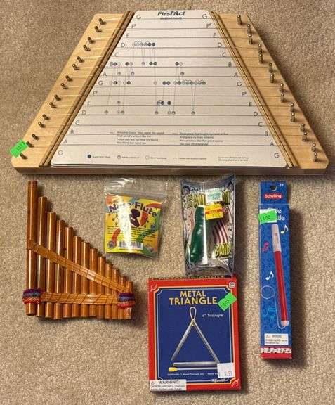 Slide Whistle, Metal Triangle, First Act Lap Harp, Nose Flute, Pan ...