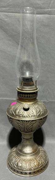 Decorative Metal Oil Lamp with Glass Chimney - Metzger Property ...