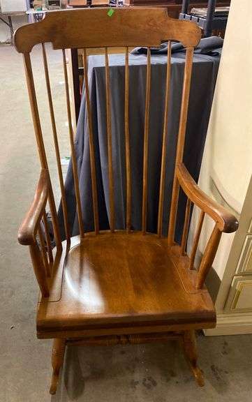 Spindle-Back Rocking Chair with Armrests 43”H, 23”W - Metzger Property ...