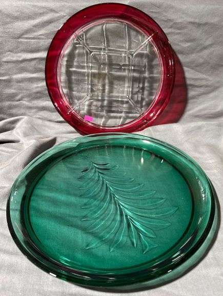 Two Colored Glass Plates with Clear and Patterned Details - Metzger ...