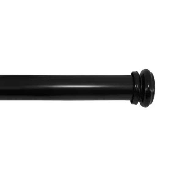 72 in. - 144 in. Telescoping 1 in. Single Curtain Rod in Matte Black ...