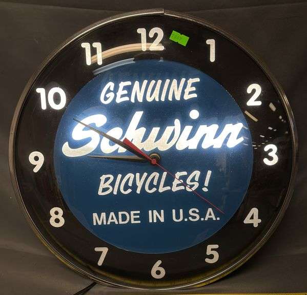 Genuine Schwinn Bicycles - Made in USA lighted clock w/ metal frame and ...