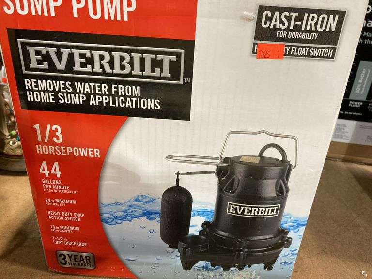Everbilt 1/3 HP Cast Iron Submersible Sump Pump - Metzger Property Services, LLC
