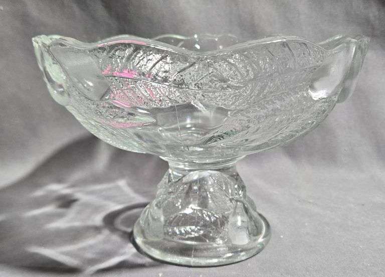 Pressed Glass Compote and Lidded Candy Dish Set - Metzger Property ...